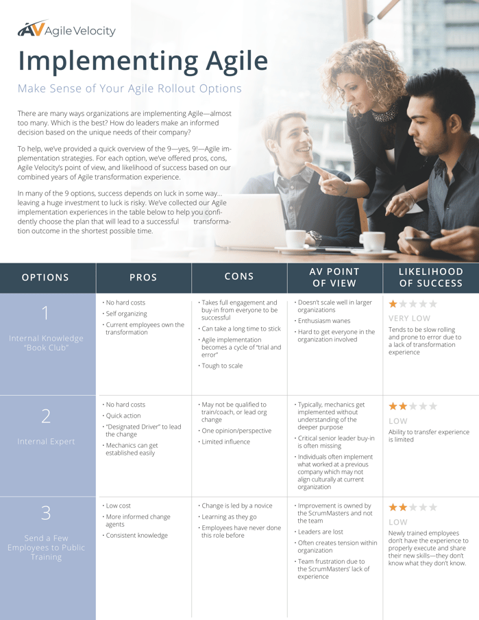 9 Agile Implementation Options To Consider | Agile Velocity